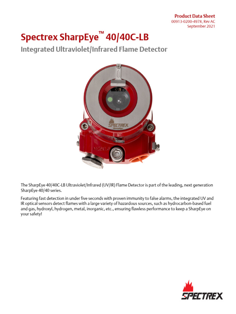 Technical Data Sheet Spectrex Sharpeye 40 40c LB Integrated Uv Ir Flame ...