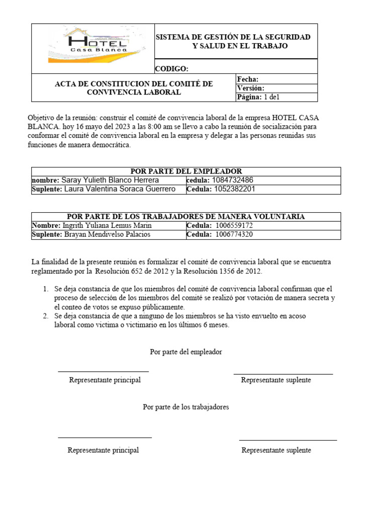 5°formato Comite de Convivencia Laboral | PDF | Gobierno