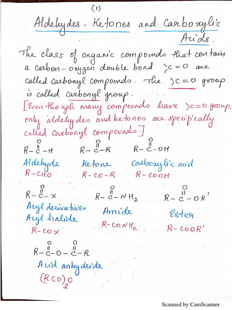 Aldehydes, Ketones, and Acids Notes | PDF