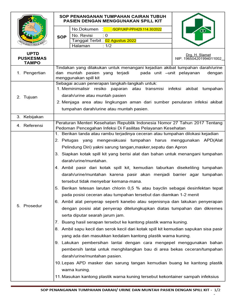 552.2. SOP Spill KIT 2022 - Tampo | PDF