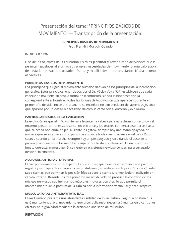 Principios Basicos Del Movimiento | PDF | Resistencia | Músculo esquelético