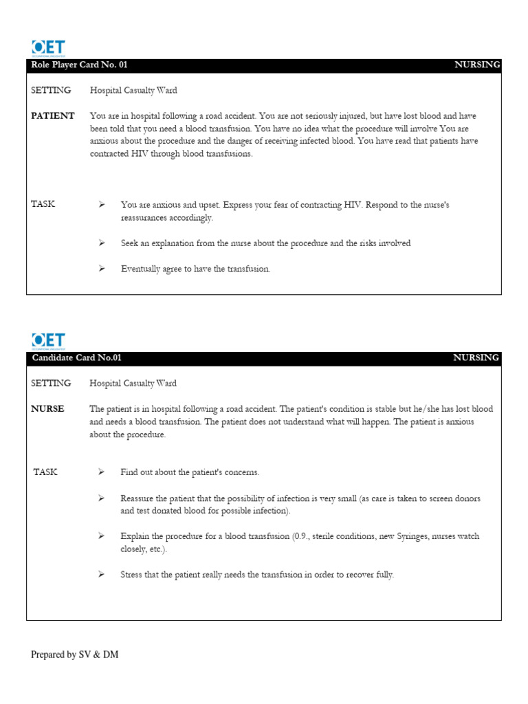 Oet Speaking 1-20 | PDF | Migraine | Cholesterol