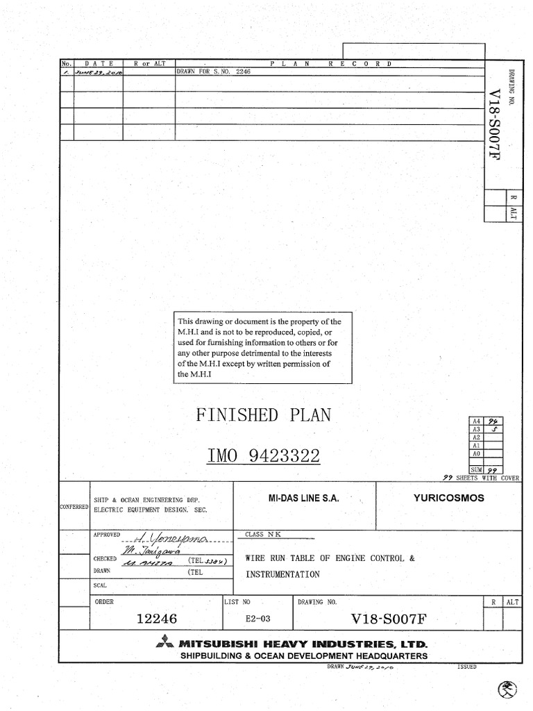 E2-03 Wire Run Table of Engine Conrol & Instrumentation | PDF
