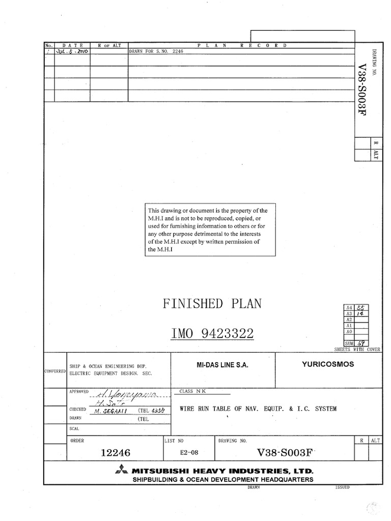 E2-08 Wire Run Table of Nav Equip & IC System | PDF