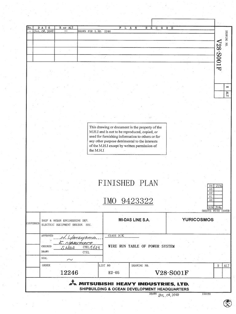 E2-05 Wire Run Table of Power System | PDF