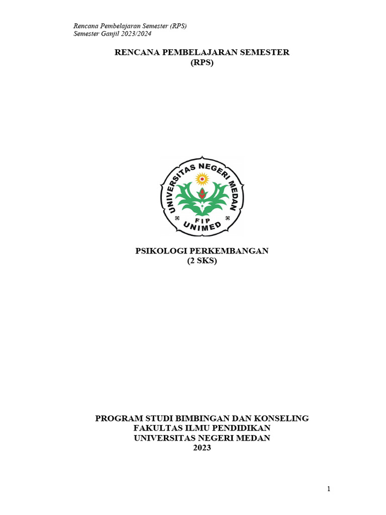 RPS - Psikologi Perkembangan - Semester Ganjil 2023-2024 | PDF