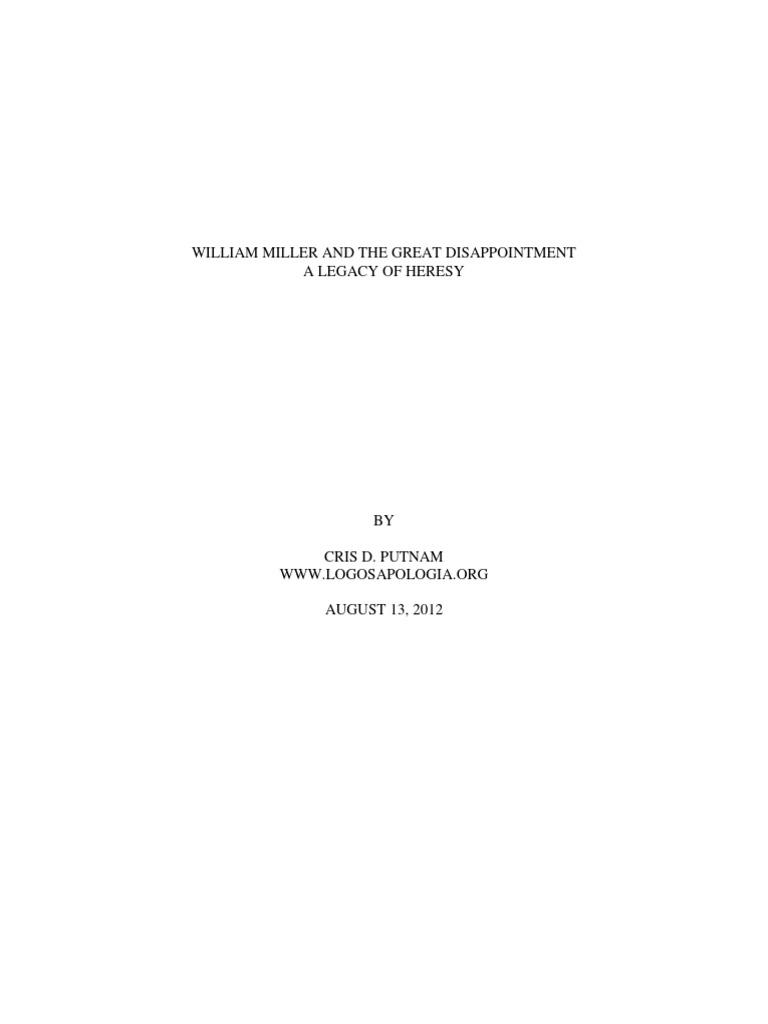 William Miller's Great Disappointment | PDF | Seventh Day Adventist ...