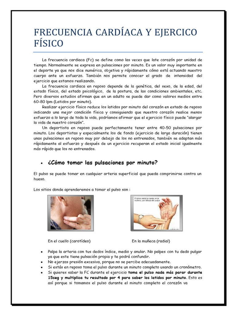 Frecuencia Cardiaca y Ejercico Físico2 | PDF | Ejercicio aerobico | Ritmo cardiaco