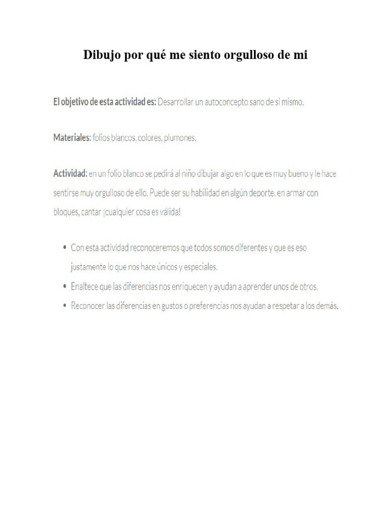 Dibujo Por Qué Me Siento Orgulloso de Mi | PDF
