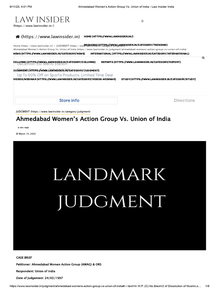 Ahmedabad Women's Action Group vs. Union of India - Law Insider India | PDF | Common Law | Legal ...