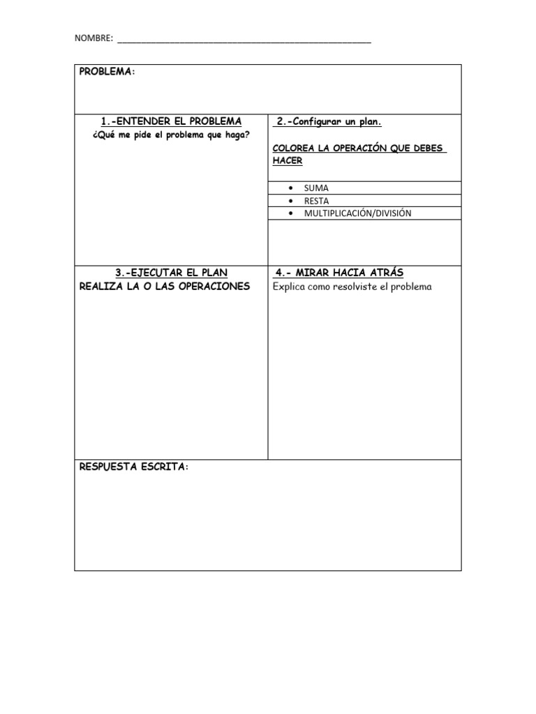 Hoja de Practica Método Polya | PDF