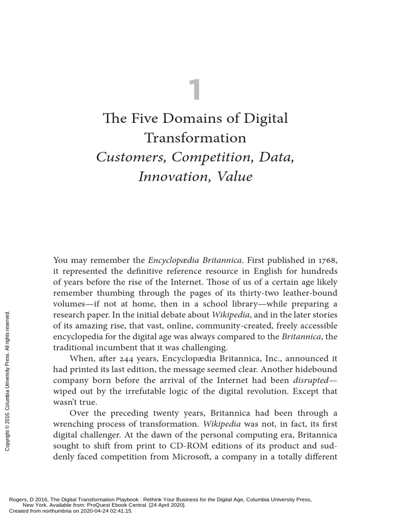 (1. The Five Domains of Digital Transformation Customers, Comp | PDF ...