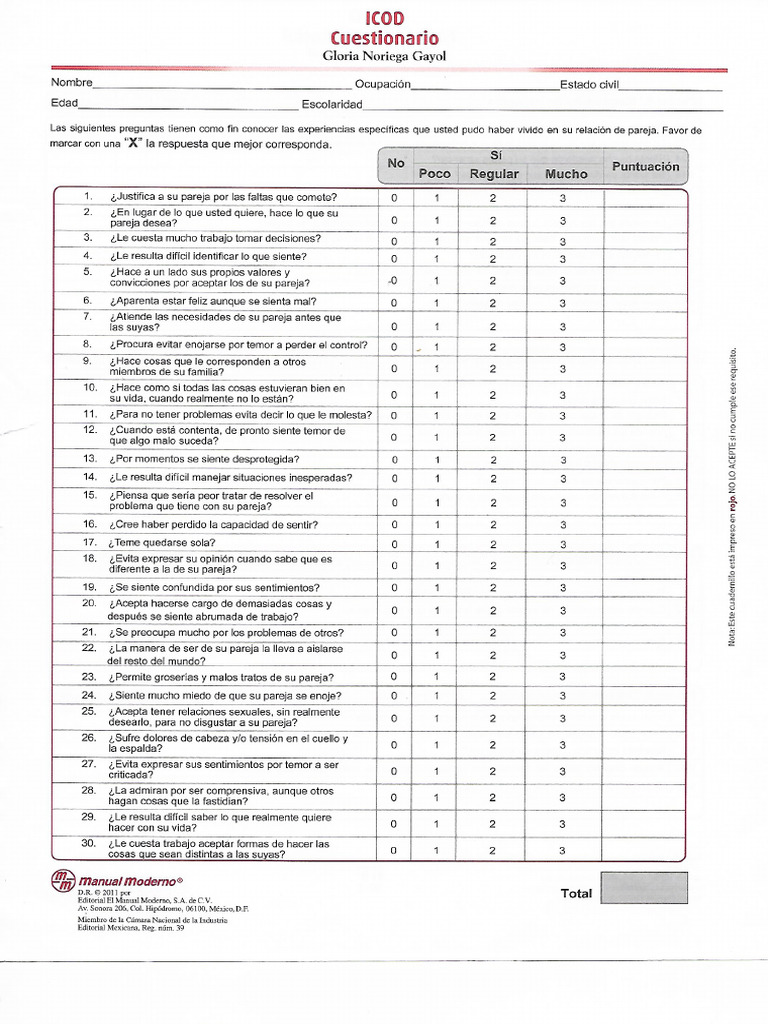 Hoja Respuestas ICOD | PDF