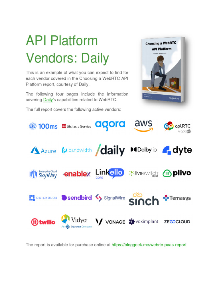Daily WebRTC API Platform Overview | PDF | Videotelephony | Streaming Media