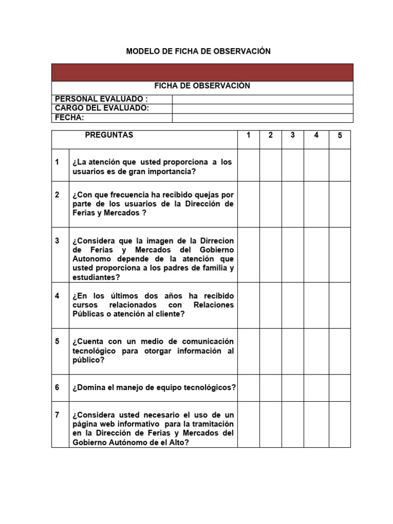 Hoja De Trabajo De Observación Ficha_Observacion_PT Material De La
