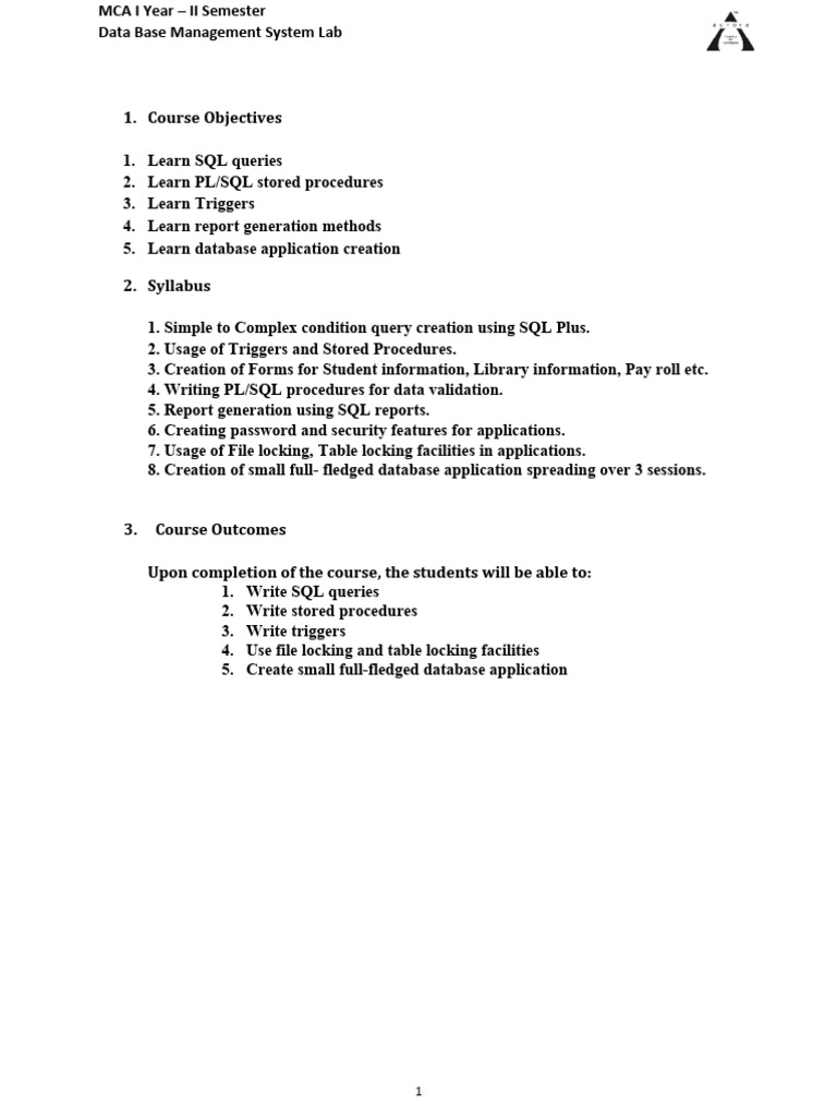 Lab Manual of Dbms | PDF | Sql | Pl/Sql