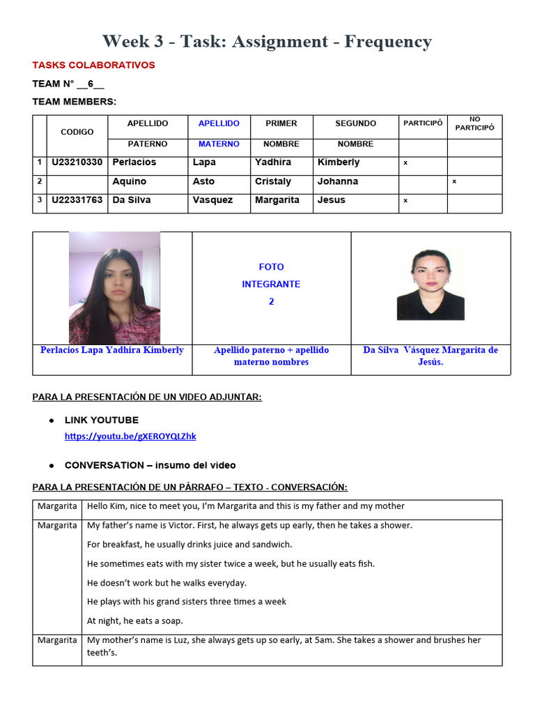 Week 3 - Task Assignment - Frequency MARGARITA & KIM | PDF | Eating ... Week 3 - Task Assignment - Frequency MARGARITA & KIM | PDF | Eating ...