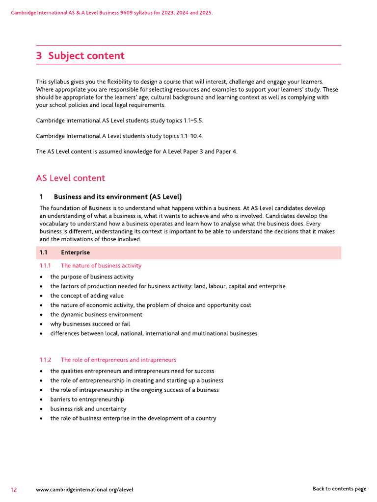 Business Studies Syllabus As | PDF