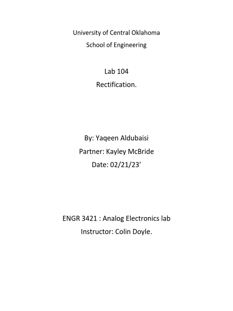 Lab104 Rectifiers YaqeenAldubaisi | PDF | Rectifier | Electrical Network