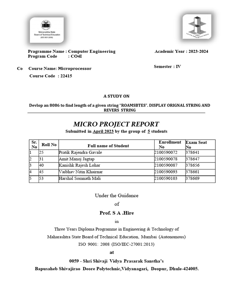 Mic Final Repot | PDF | Assembly Language | Programming