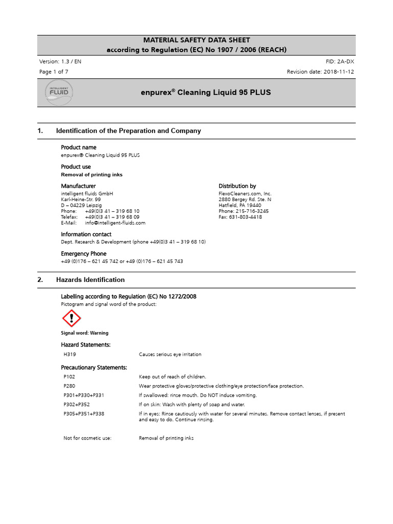 Enpurex SDS v2.0 | PDF | Chemical Reactions | Oxide