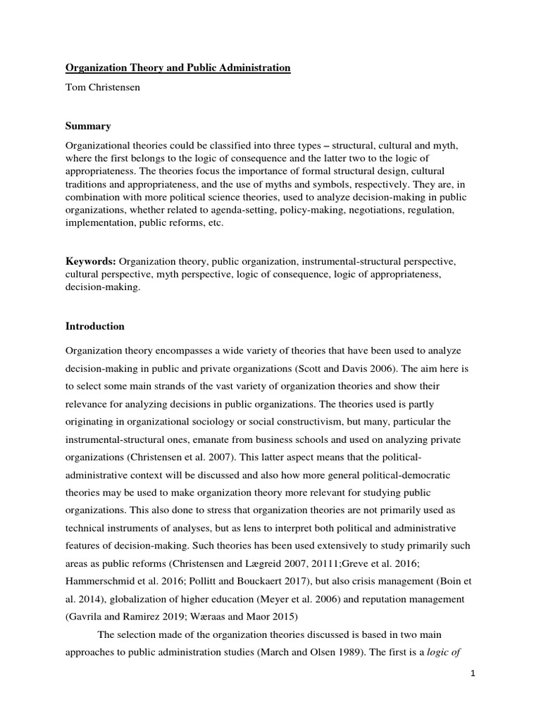 anization+Theory+and+Public+Administration Final | PDF | Institution ...