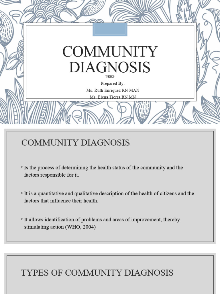CHN WEEK 9 Community Diagnosis | PDF | Medical Diagnosis | Community