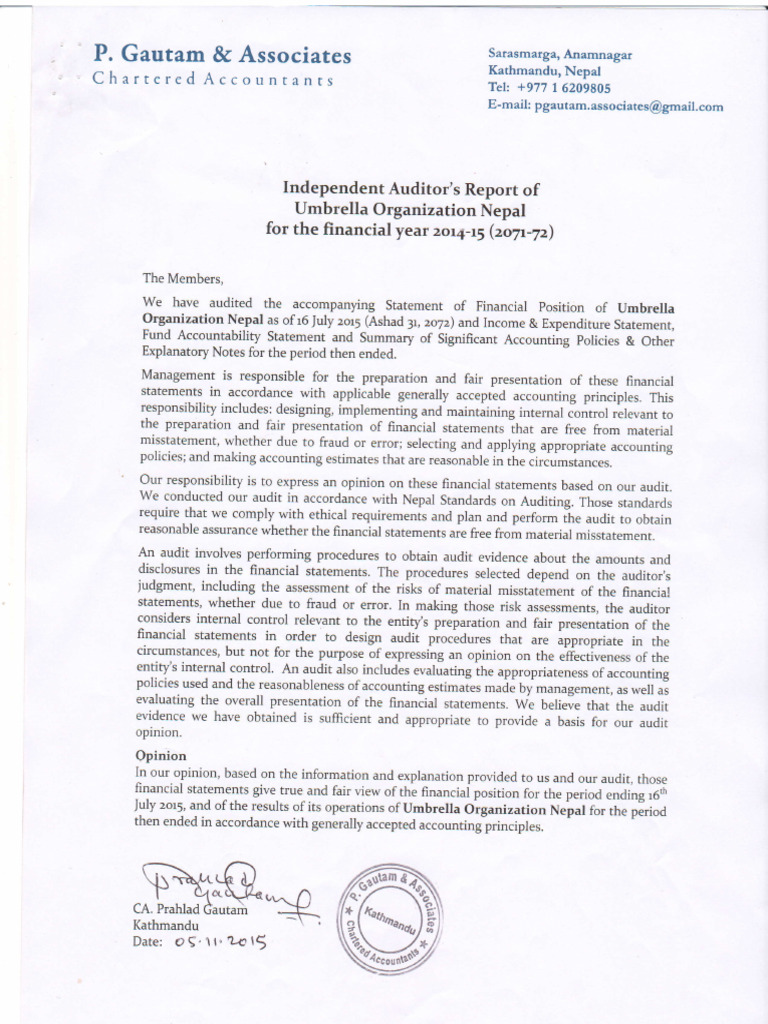 NGO Audit Report Final | PDF | Financial Audit | Audit