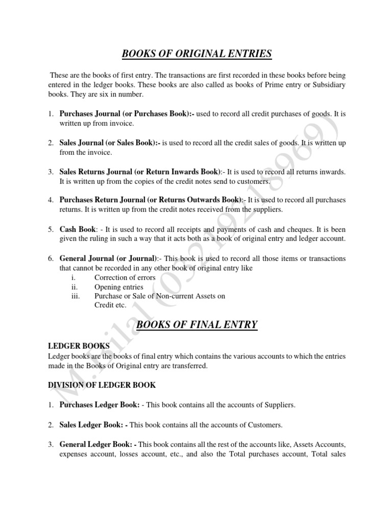 Books of Orginal Entry | Download Free PDF | Debits And Credits | Payments