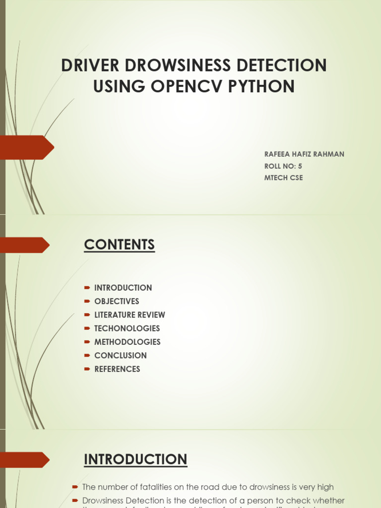 Driver Drowsiness Detection Using Opencv Python Pdf Deep Learning