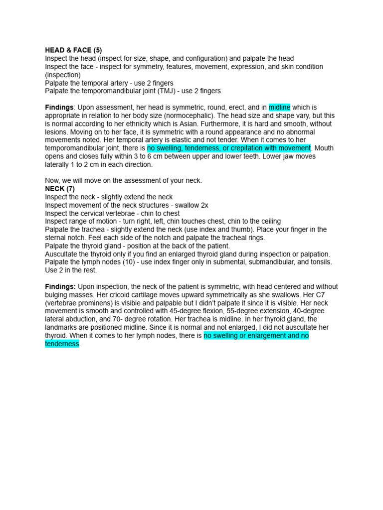 Head To Neck Health Assessment Download Free Pdf Neck Tongue