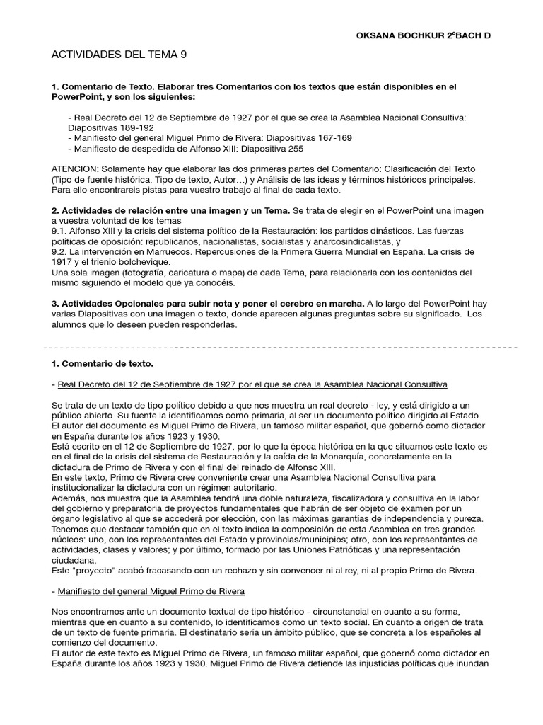 (H) Actividades Tema 9 | PDF | España