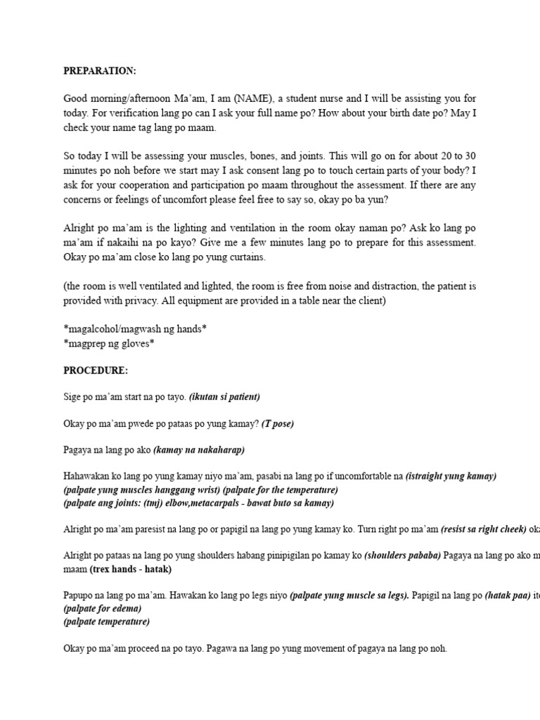 MC Script | PDF | Hand | Foot