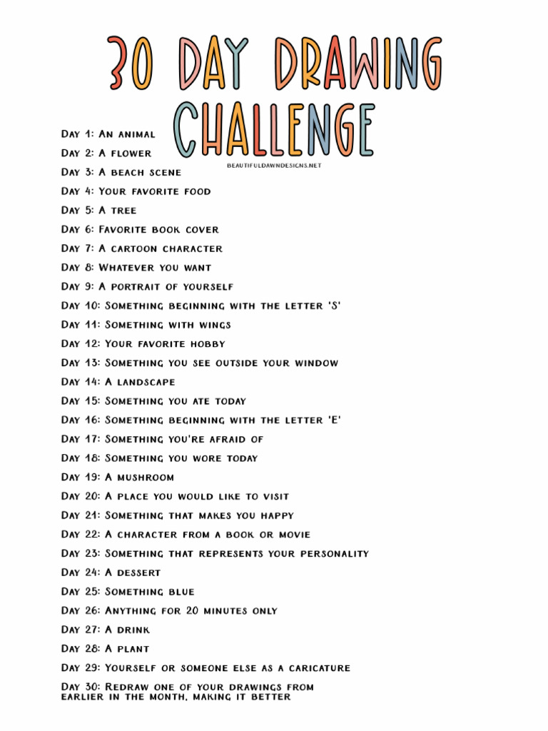 Drawing Challenge Pdf Download 30 Days Pdf