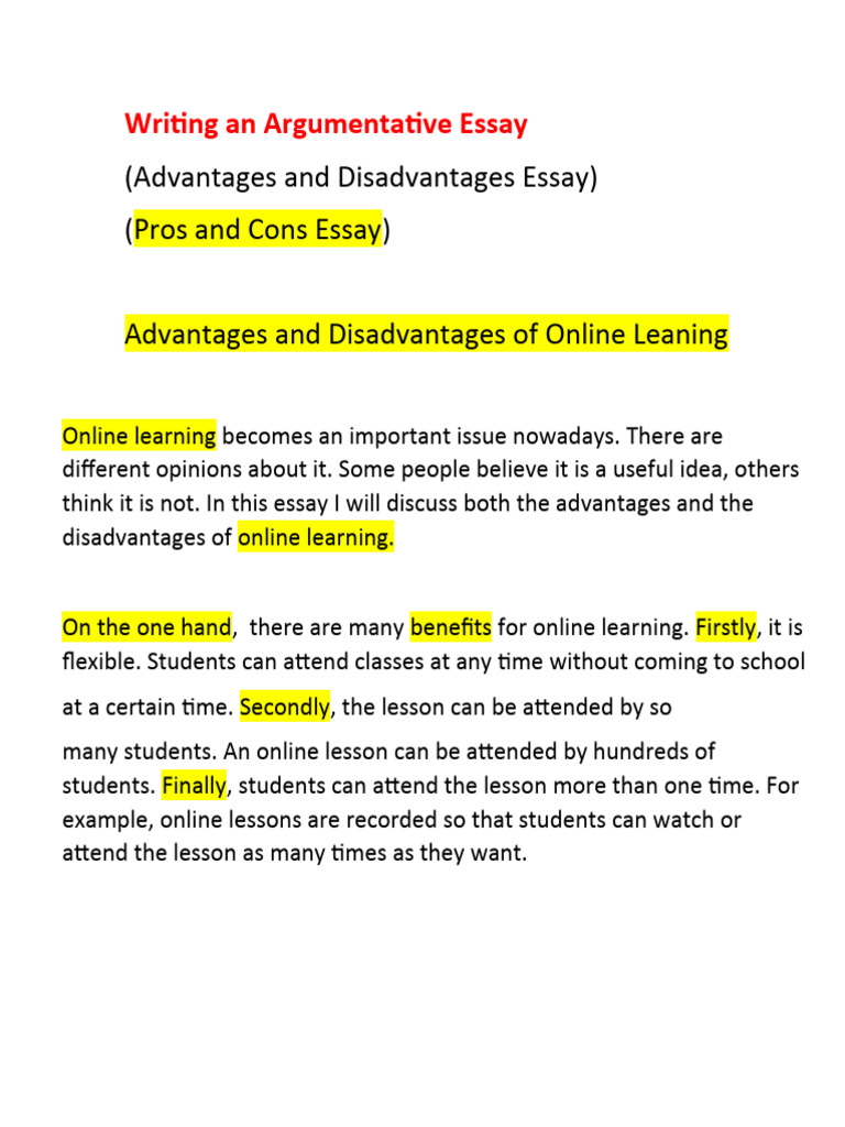 10-Writing An Advantages and Disadvantages Essay | PDF
