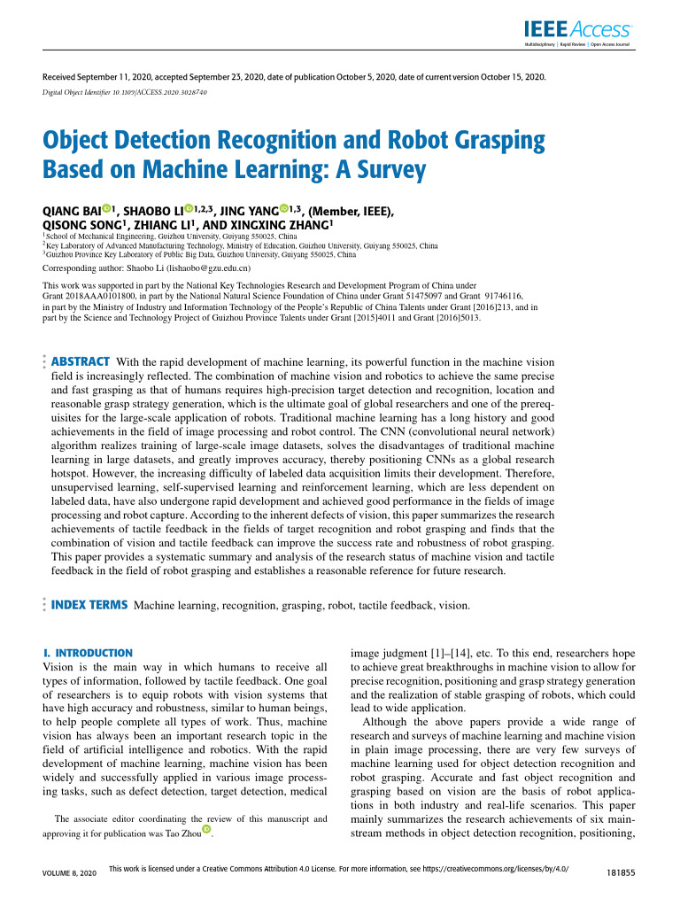 Object Detection Recognition and Robot Grasping Based On Machine ... Object Detection Recognition and Robot Grasping Based On Machine ...