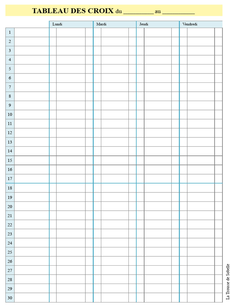 Tableau Des Croix Non Rempli 22 23 | PDF