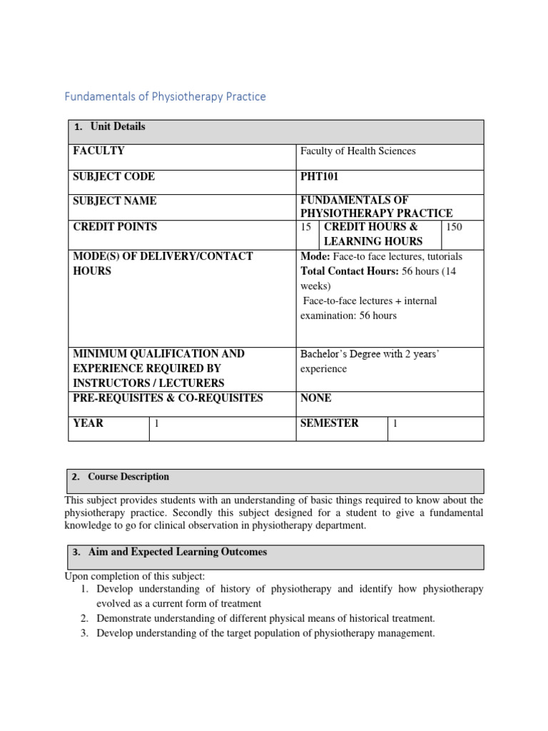 Student Guide, Fundamentals of Physiotherapy Practice | PDF | Physical Therapy | Knowledge