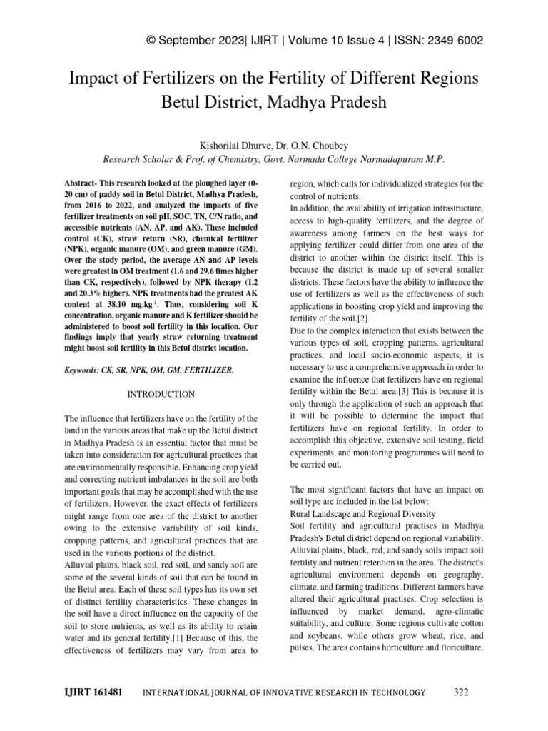 Ijirt161481 Paper | PDF | Fertilizer | Agriculture