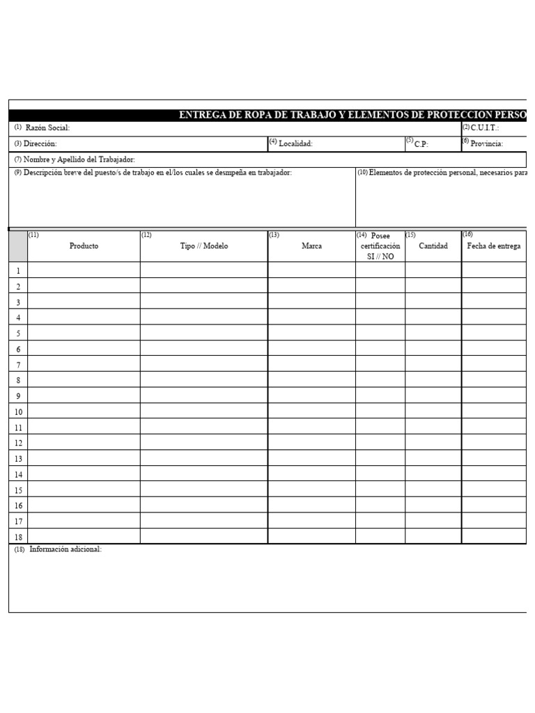 Resolucion 299-11 - Formulario Registro de EPP | PDF