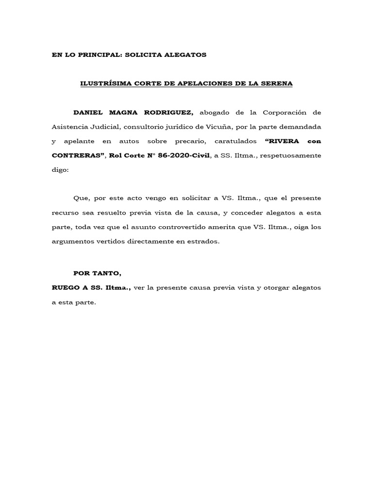 Solicita Alegatos | PDF