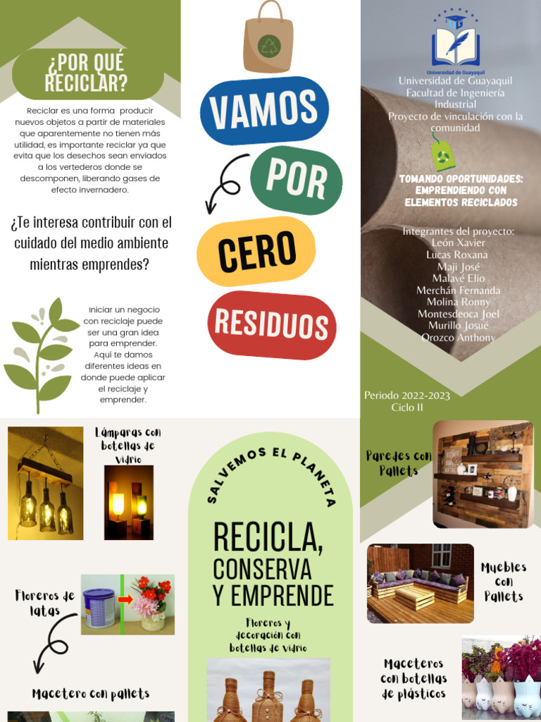 Triptico Grupo 3 - Vinculacion | PDF | Reciclaje | Residuos