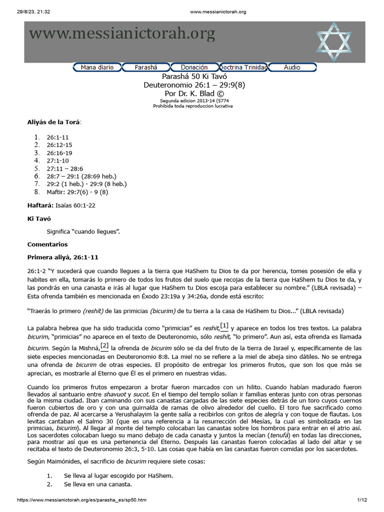 Parasha 50 Ki Tavo | PDF | Pecado | Nombres de Dios en el judaísmo