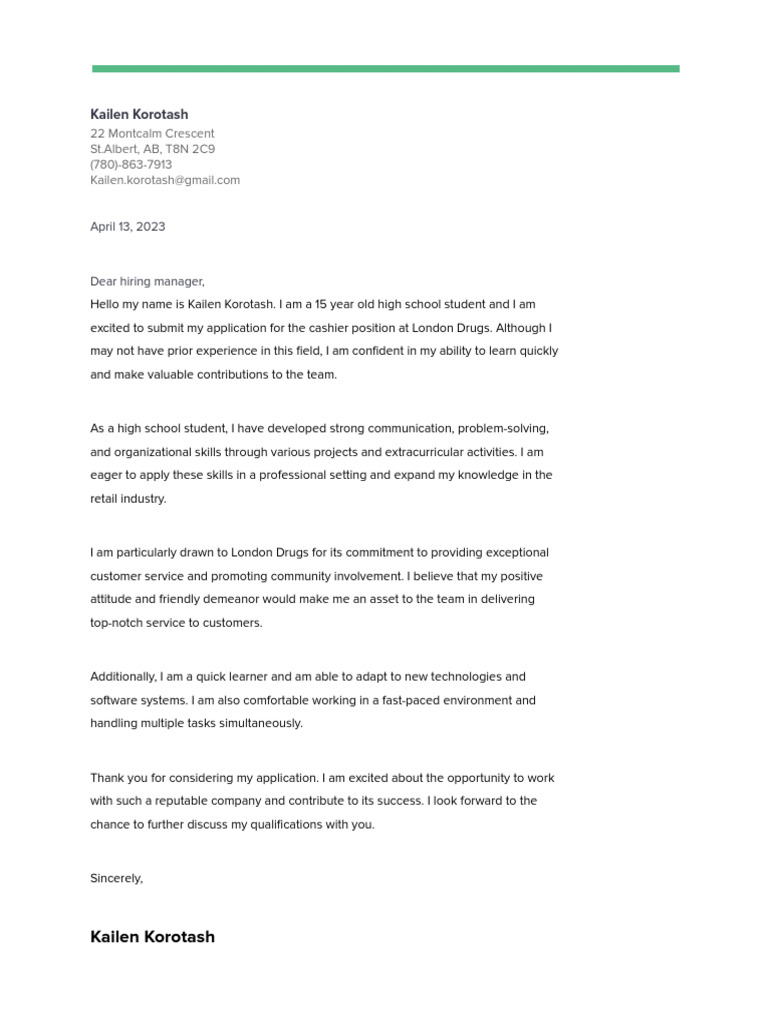 London Drugs Cover Letter | PDF