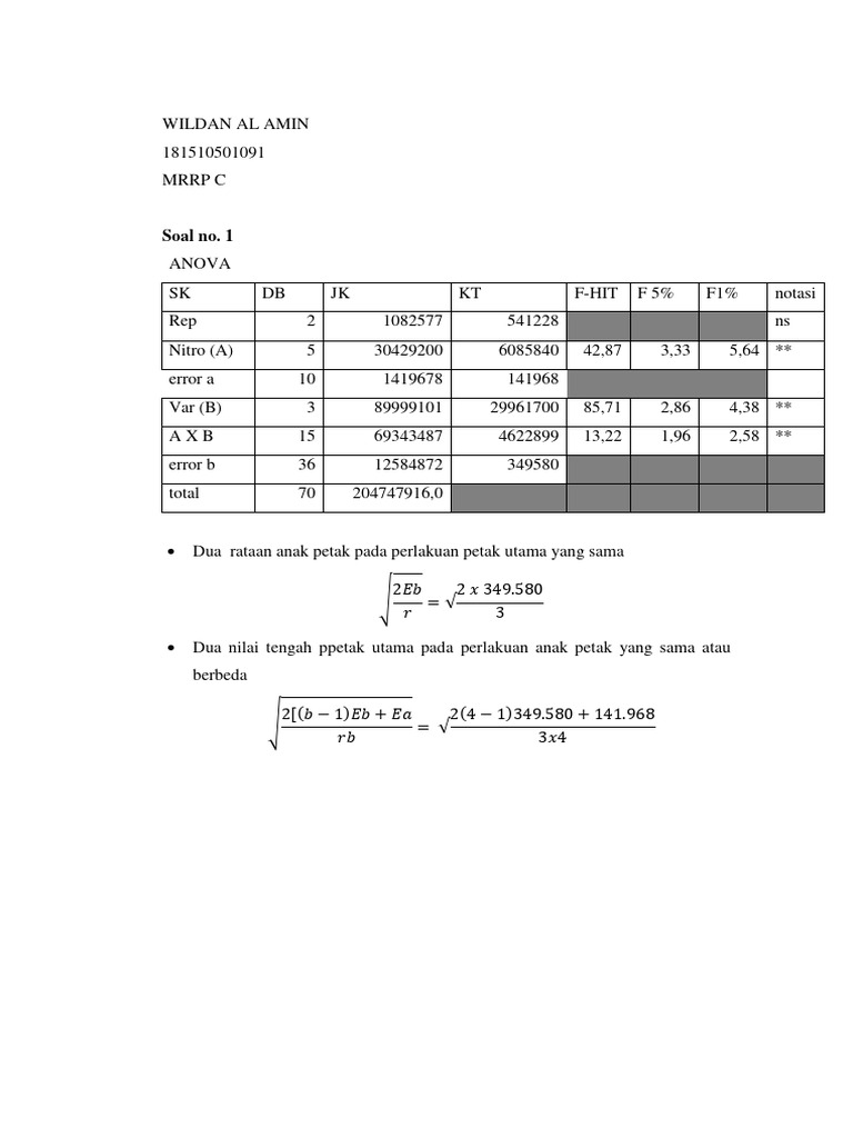 Wildan Al Ami - 181510501091 - Tugas 2 MRRP C - Uji Beda Rata-Rata | PDF