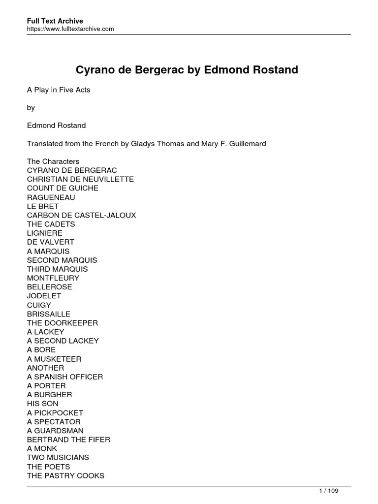 Cyrano de Bergerac | PDF | Art