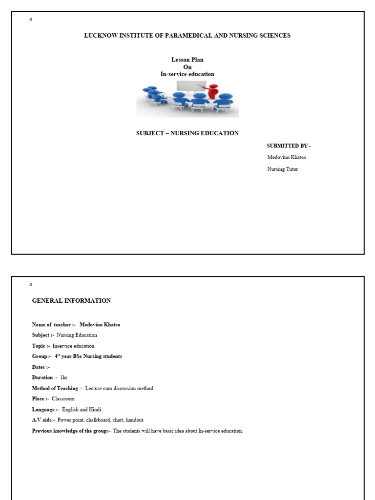 Lesson Plan On Inservice Education | PDF | Nursing | Evaluation