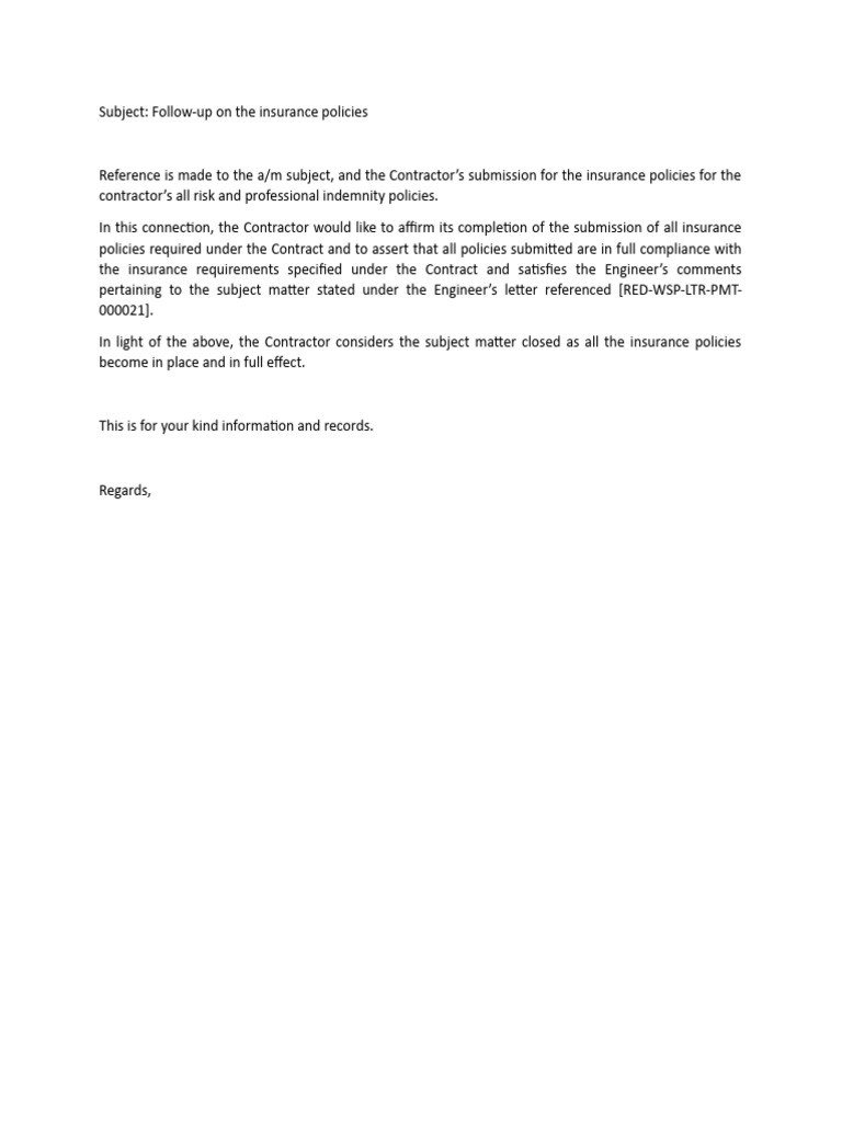 Contractor Insurance Policies Submission | PDF
