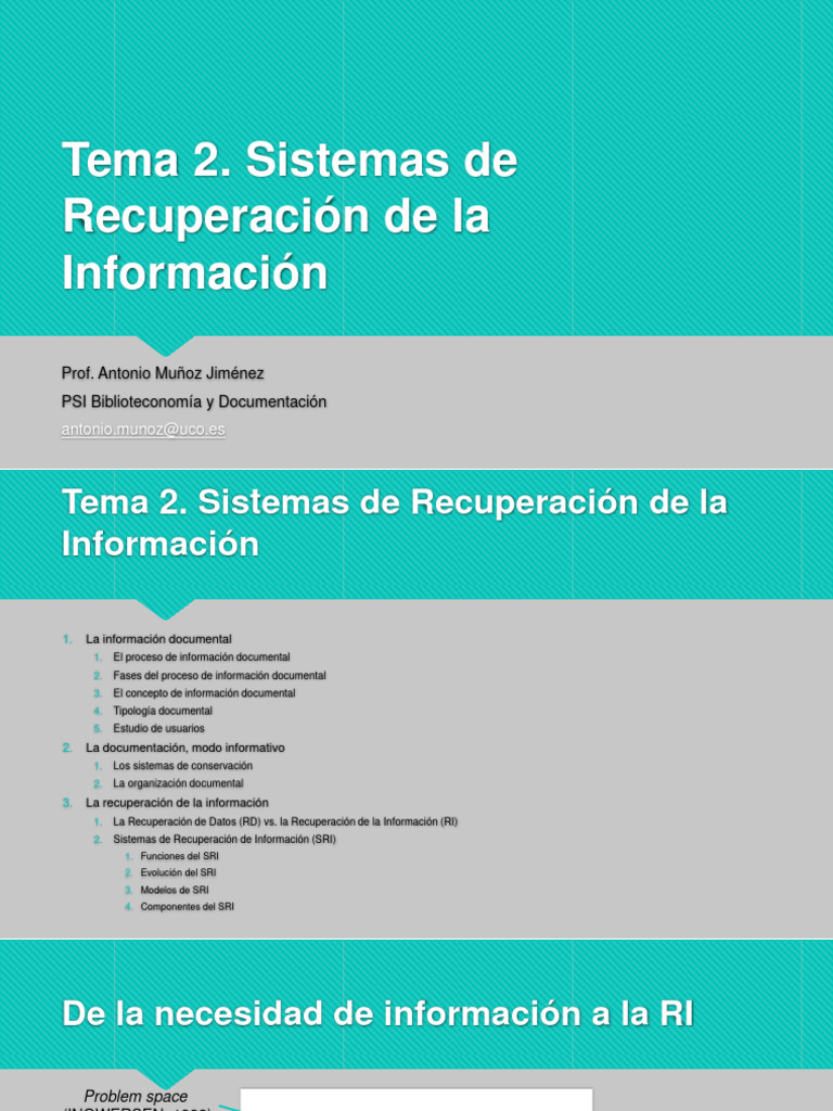 Tema 2. Sistemas de Recuperación de La Información | PDF | Información ...