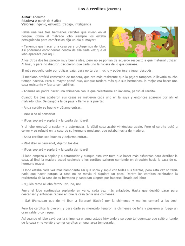 Cuento Los 3 Cerditos Pdf